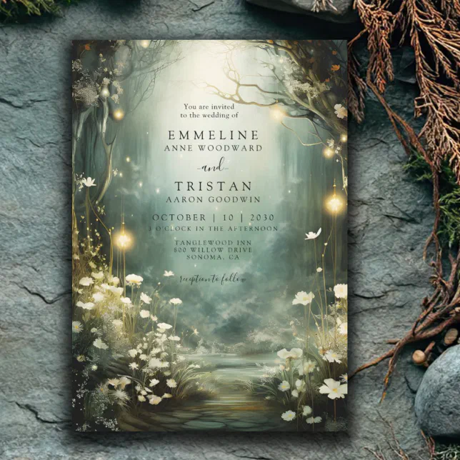 Enchanted Forest Garden Path Green Wedding Invitation | Zazzle