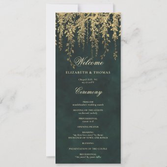 Enchanted Forest Gold Vine Elegant Wedding Program | Zazzle