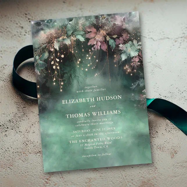 Enchanted Forest Greenery Arch Magical Wedding Invitation | Zazzle