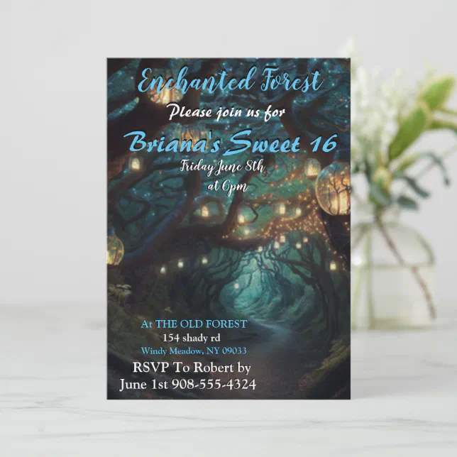 Enchanted Forest Led Light Sweet 16 Invitations | Zazzle