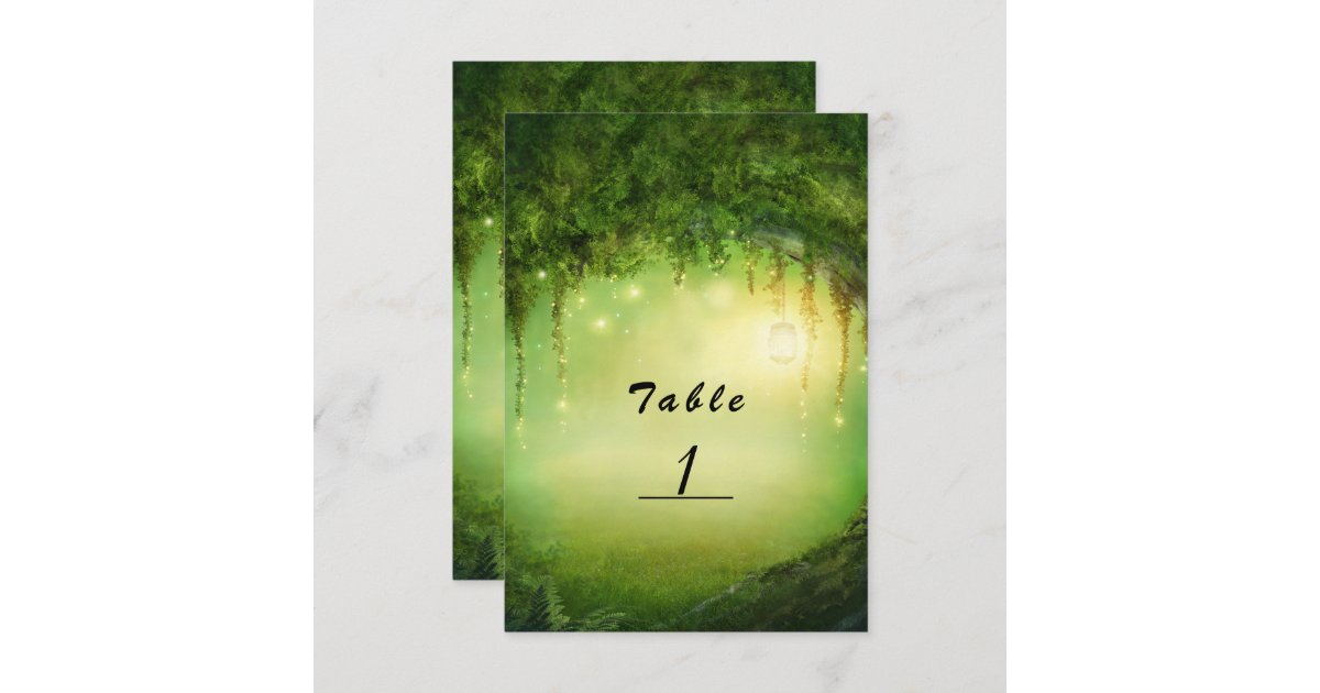 Enchanted Forest & Lights Wedding Table Number | Zazzle