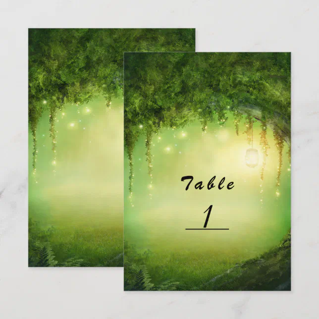 Enchanted Forest & Lights Wedding Table Number | Zazzle