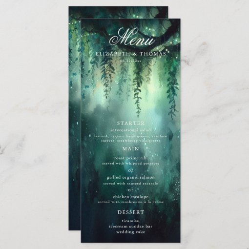 Enchanted Forest Magical Fairy Lights Wedding Menu | Zazzle