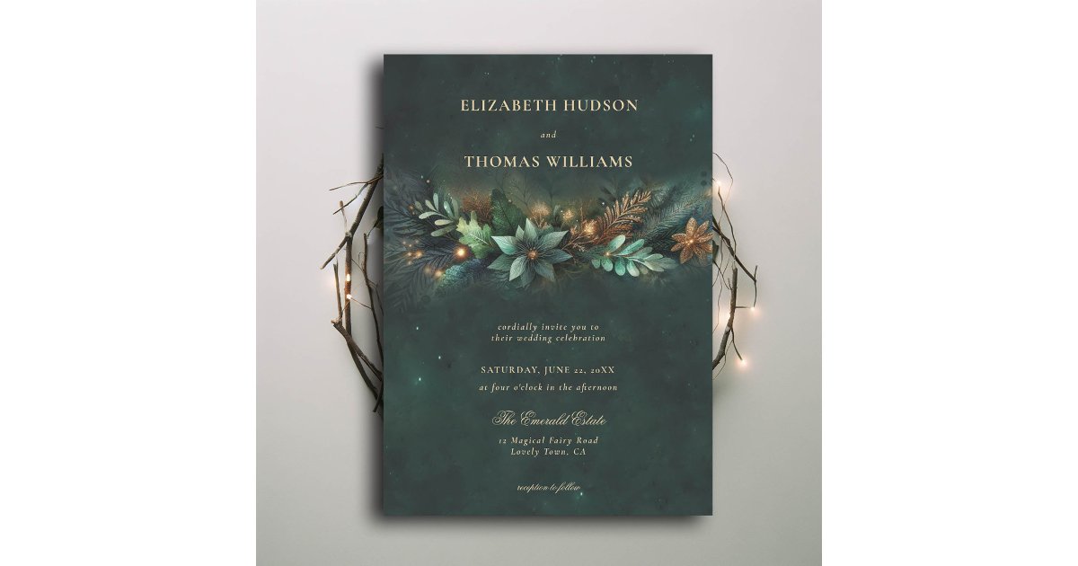 Enchanted Forest Magical Garland Fairytale Wedding Invitation | Zazzle