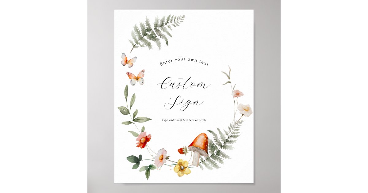 Enchanted Forest Mushroom Custom Sign | Zazzle