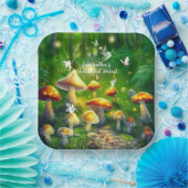 Enchanted Forest Mushrooms Fairies Ladybugs Paper Plates | Zazzle