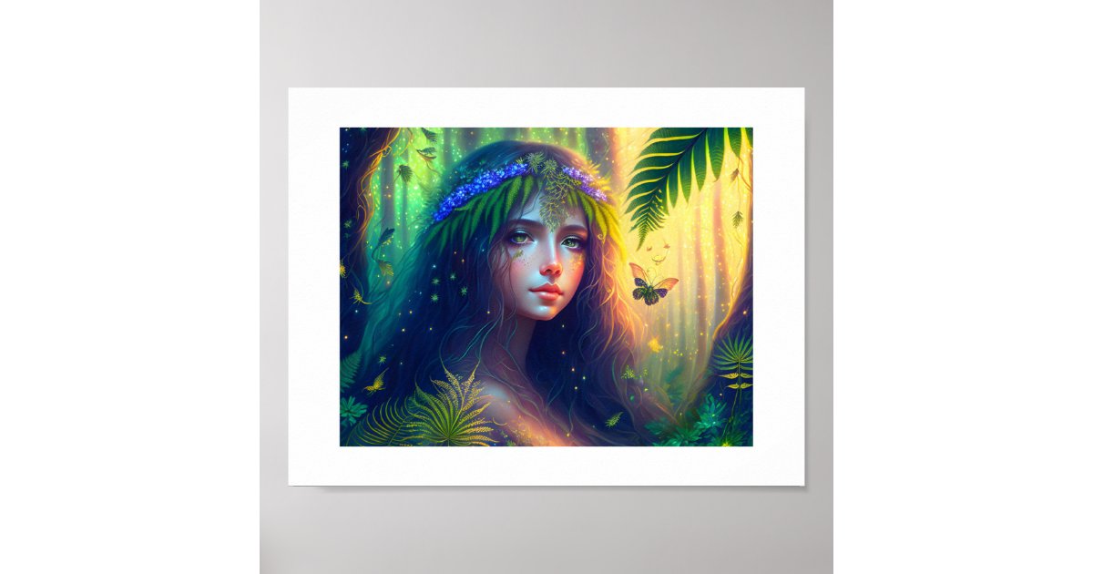 Enchanted Forest Nymph Digital Art Poster | Zazzle