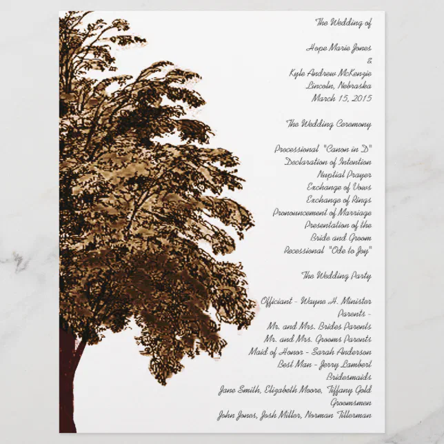 Enchanted Forest Oak Tree Wedding Program | Zazzle