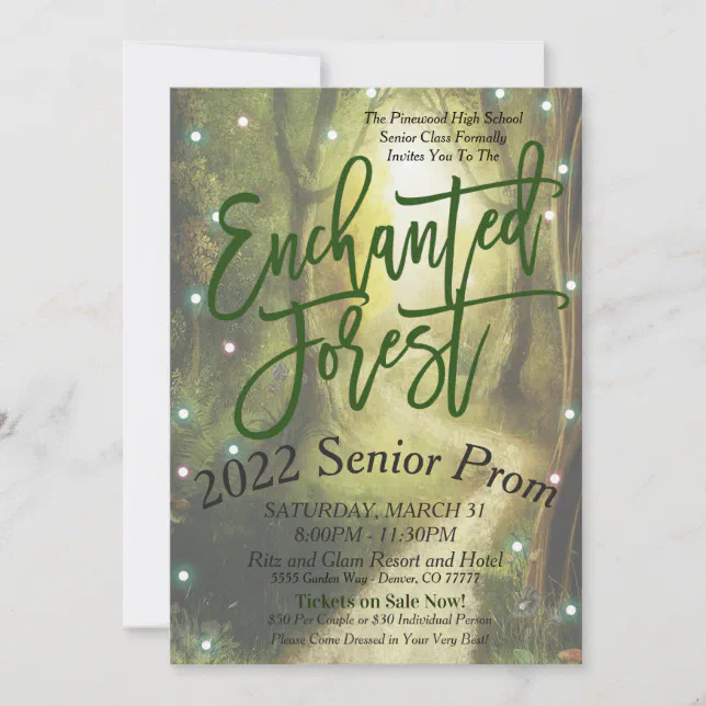 Enchanted Forest Prom Dance Invitation | Zazzle