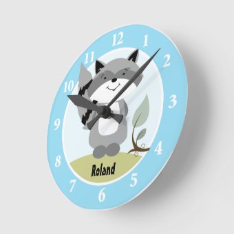 Enchanted Forest Raccoon Wall Clock | Zazzle