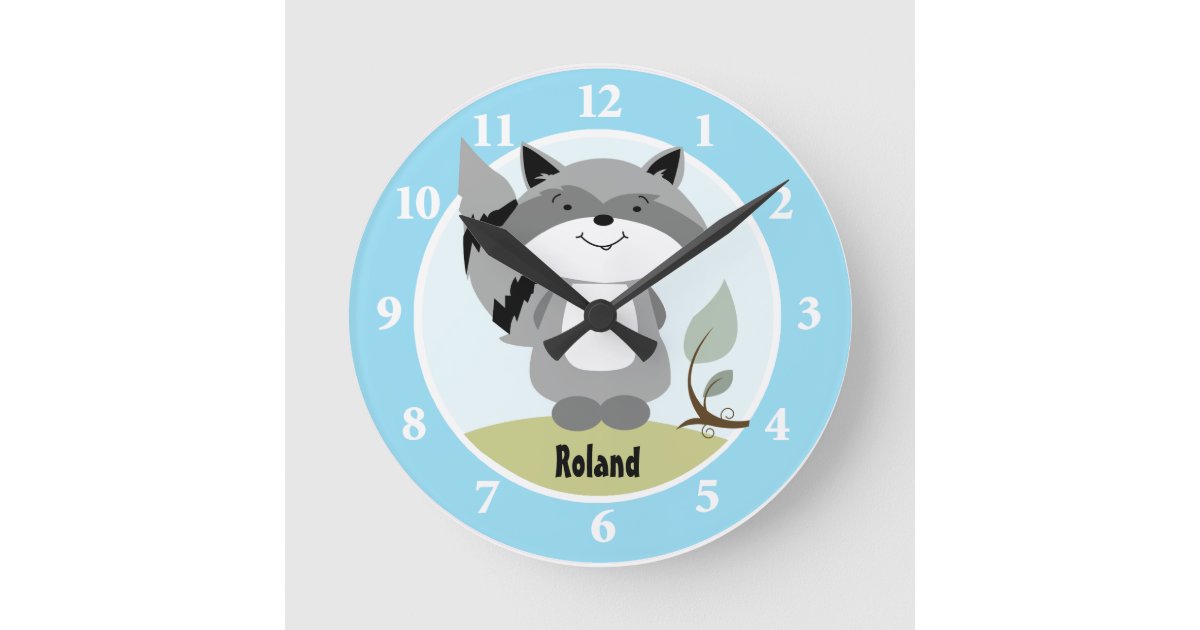 Enchanted Forest Raccoon Wall Clock | Zazzle