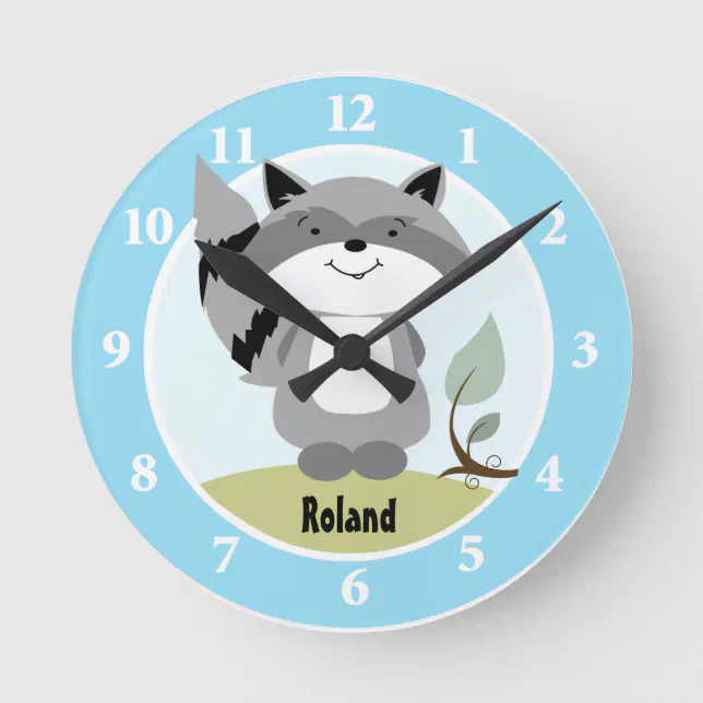 Enchanted Forest Raccoon Wall Clock | Zazzle