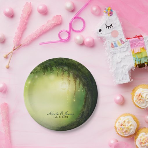 Enchanted Forest Rustic Wedding Reception Paper Plates | Zazzle