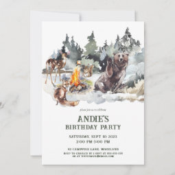 Enchanted Forest Rustic Woodland Boy 1st Birthday Invitation | Zazzle