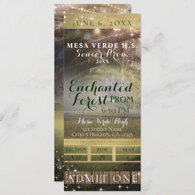 Enchanted Forest String Lights Prom VIP Ticket Invitation | Zazzle