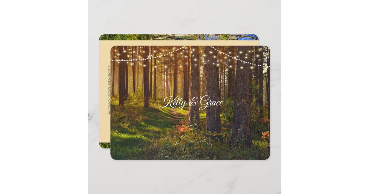 Enchanted Forest String Lights Wedding Invitation | Zazzle