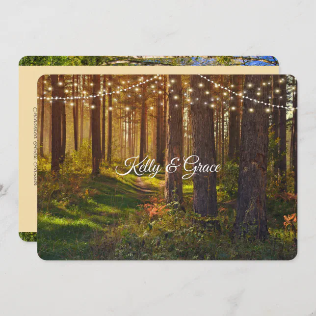 Enchanted Forest String Lights Wedding Invitation | Zazzle
