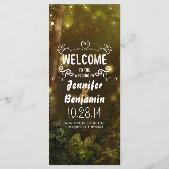 enchanted forest string lights wedding programs | Zazzle