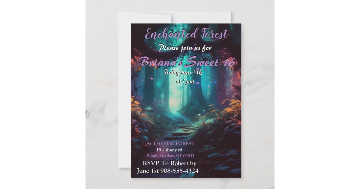 Enchanted Forest Sweet 16 Invitations | Zazzle