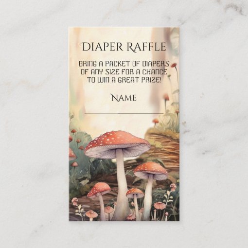 Enchanted Forest Toadstool Mushroom Diaper Raffle Business Card | Zazzle