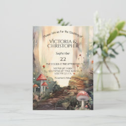 Enchanted Forest Toadstool Twinkle Lights Wedding Invitation | Zazzle