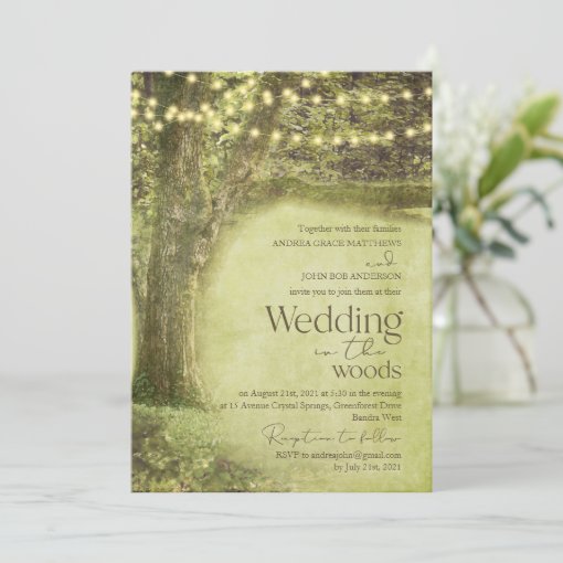 Enchanted Forest Woodland Trees Rustic Wedding Invitation | Zazzle