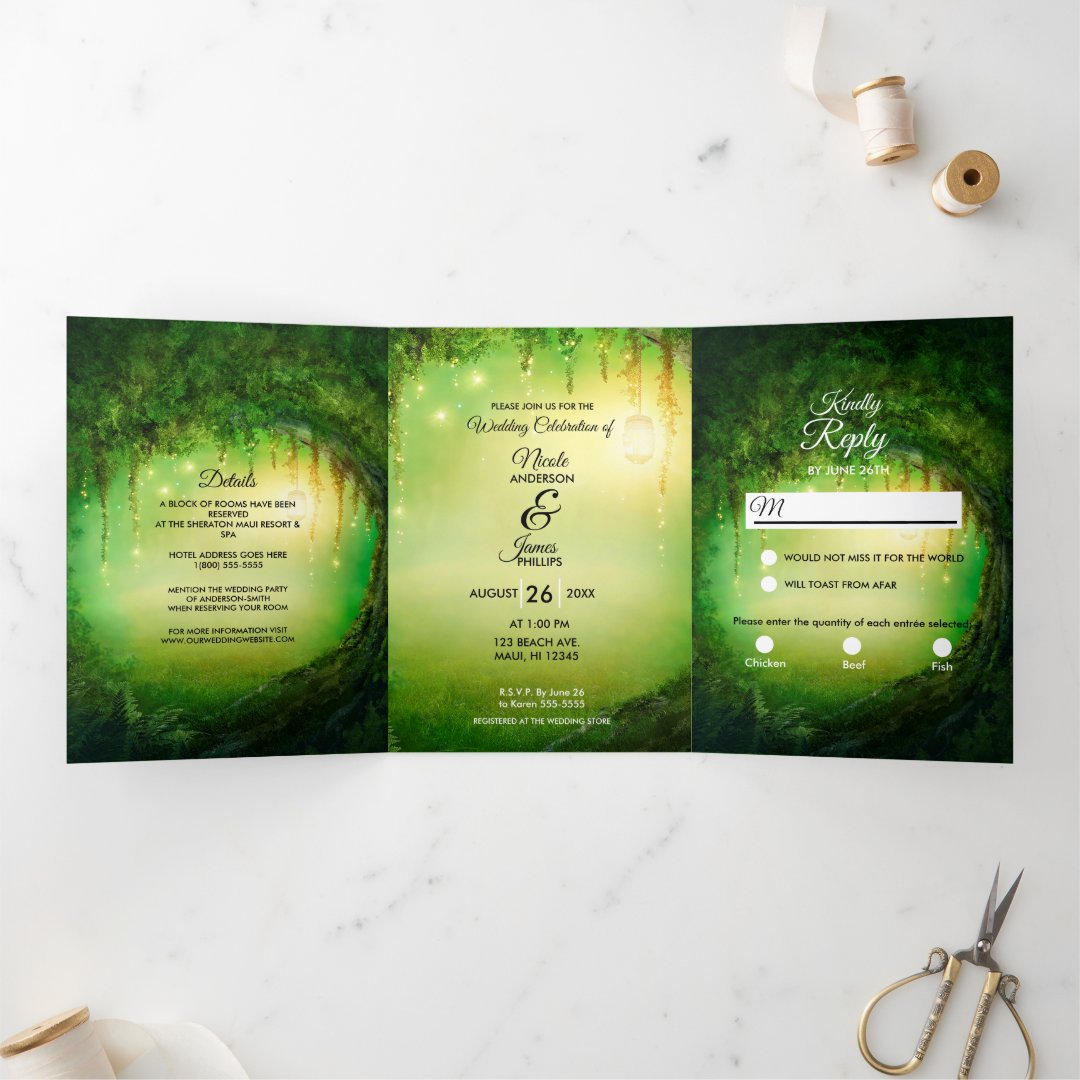 Enchanted Forest Woods Trifold Wedding Program | Zazzle