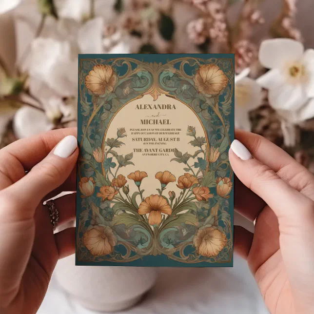 Enchanted Garden Art Nouveau Wedding Invitation | Zazzle