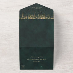 Enchanted Garden Emerald Gold Fairytale Wedding All In One Invitation ...