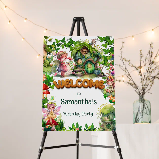 Enchanted Garden Fairy Birthday Welcome Sign | Zazzle