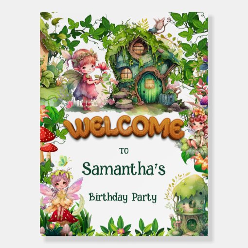 Enchanted Garden Fairy Birthday Welcome Sign | Zazzle