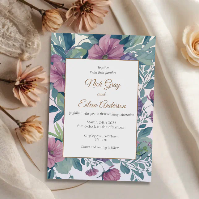 Enchanted Garden Floral Wedding Invitation | Zazzle
