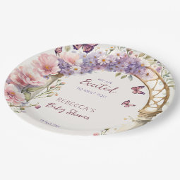 Enchanted garden pastel butterflies baby shower paper plates | Zazzle