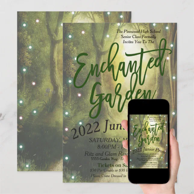 Enchanted Garden Prom Dance Invitation | Zazzle