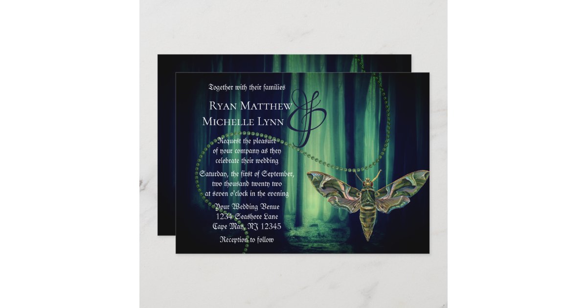 Enchanted Gothic Forest Moth Wedding Invitation | Zazzle
