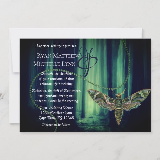 Enchanted Gothic Forest Moth Wedding Invitation | Zazzle