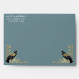 Enchanted Gothic Raven Floral Wedding Envelope | Zazzle