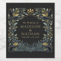 Enchanted Gothic Raven Floral Wedding Wine Label | Zazzle