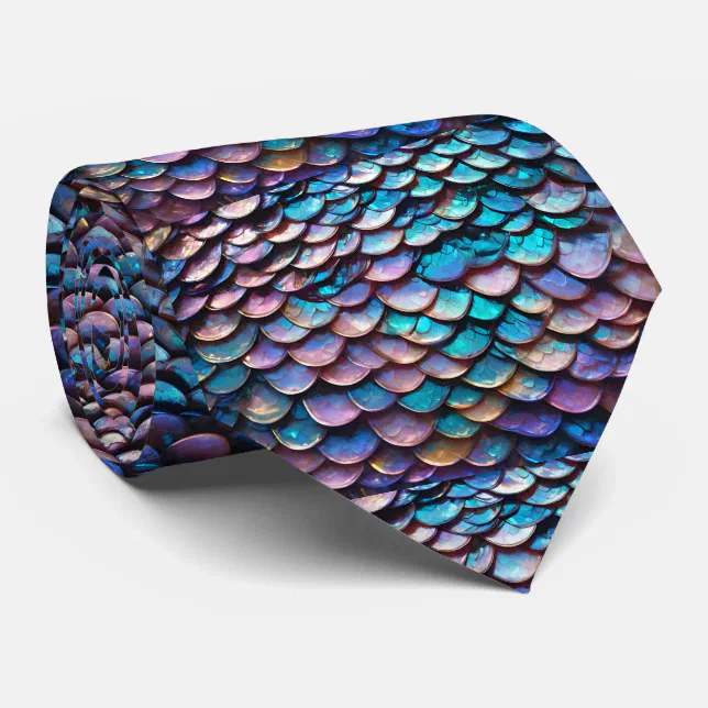 Enchanted Hues: Allure of Pastel Mermaid Scales Neck Tie | Zazzle