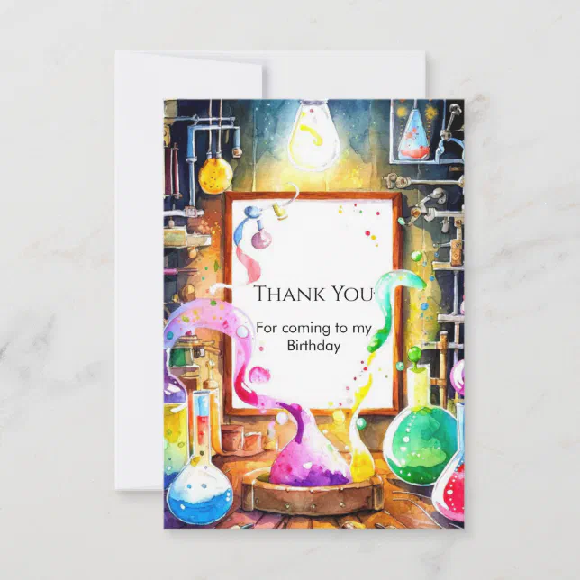 Enchanted Kids' Chemistry Scientist Birthday Thank You Card | Zazzle