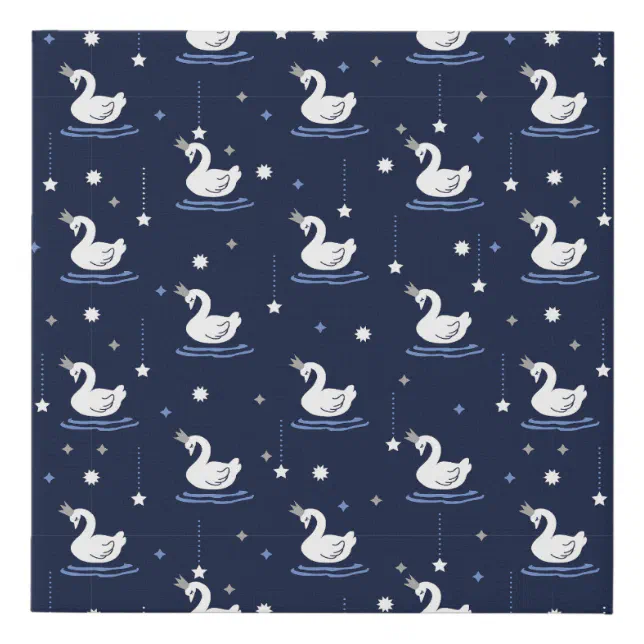 Enchanted Lake - Graceful Swan Pattern Design Faux Canvas Print | Zazzle