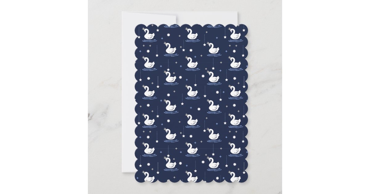 Enchanted Lake - Graceful Swan Pattern Design Holiday Card | Zazzle