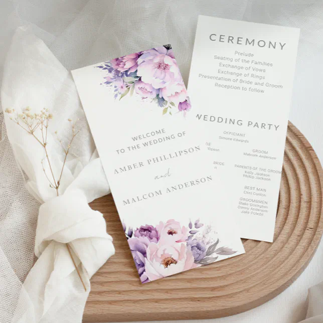 Enchanted Lavender Haze Floral Wedding Program | Zazzle