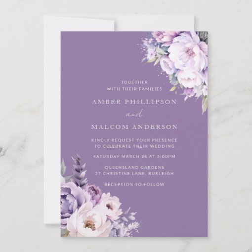 Enchanted Lavender Purple Floral Wedding Invitation | Zazzle