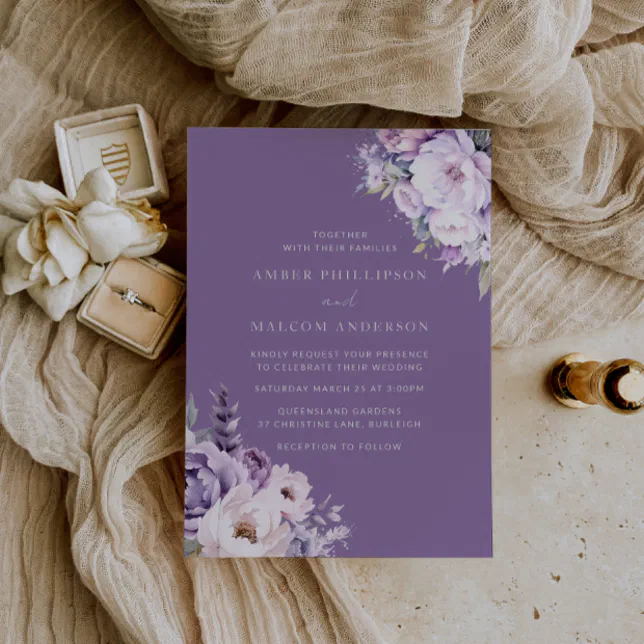Enchanted Lavender Purple Floral Wedding Invitation | Zazzle