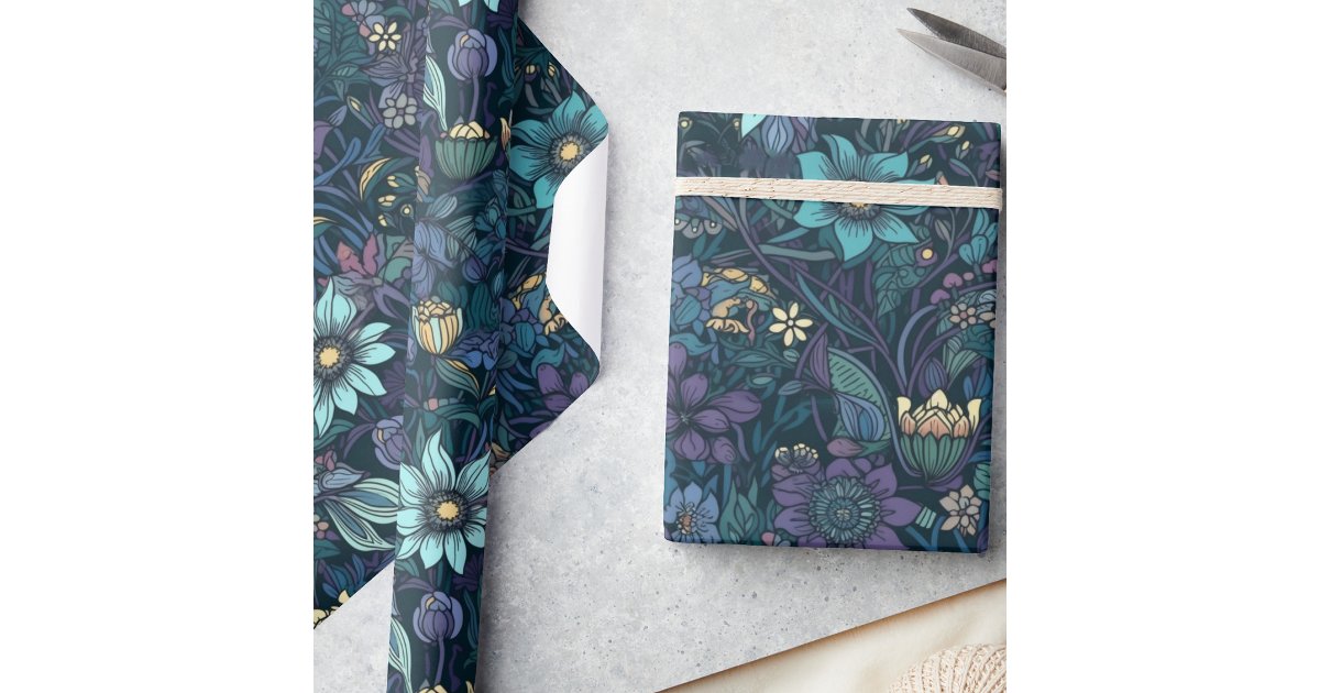 Enchanted Midnight Garden Vintage Floral Decoupage Wrapping Paper | Zazzle