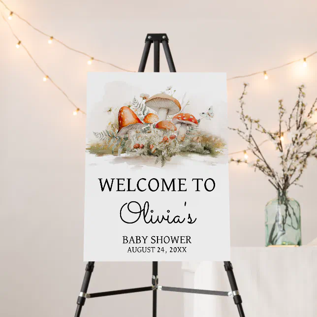 Enchanted Mushroom Forest Baby Shower Welcome Sign | Zazzle