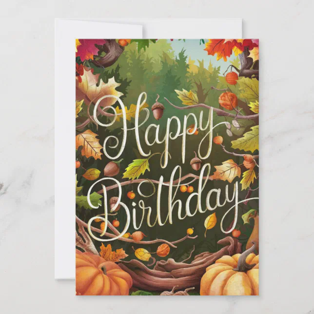 Enchanted Mystical Warm Autumn Fall Happy Birthday Card | Zazzle