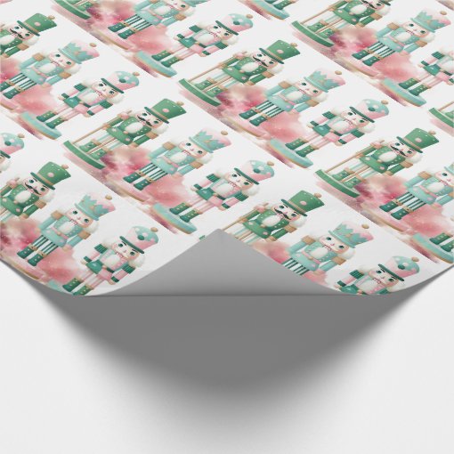 Enchanted Pastel Nutcrackers Watercolor Backdrop Wrapping Paper | Zazzle