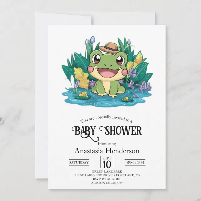 Enchanted Pretty Frog Baby Shower Invitation | Zazzle